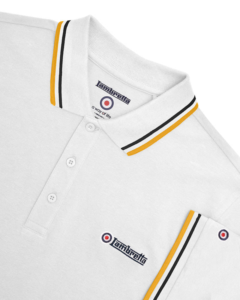 Twin Tipped Polo White (Black/Gold) – Roundel Clothing