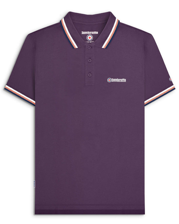 Triple Tipped Polo Plum(White/Cork/Navy) – Roundel Clothing