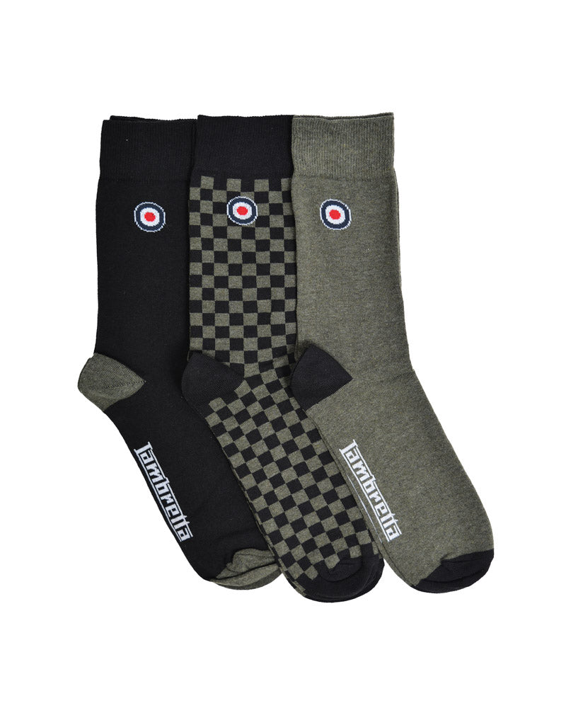 3 Pack Checker Sock Khaki/Black – Roundel Clothing